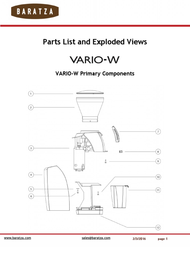 Vario-W Parts List and Assembly Guide | PDF | Screw | Machines