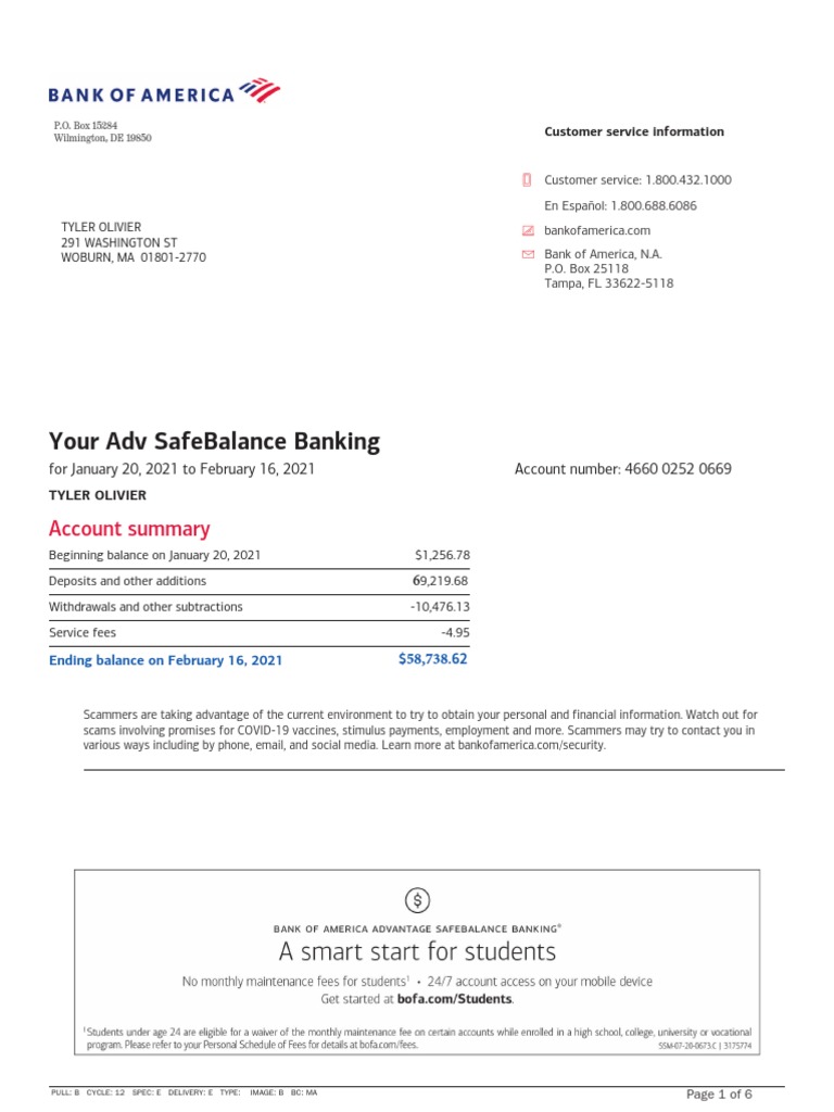 Your Adv Safebalance Banking: Account Summary | PDF | Receipt | Deposit ...