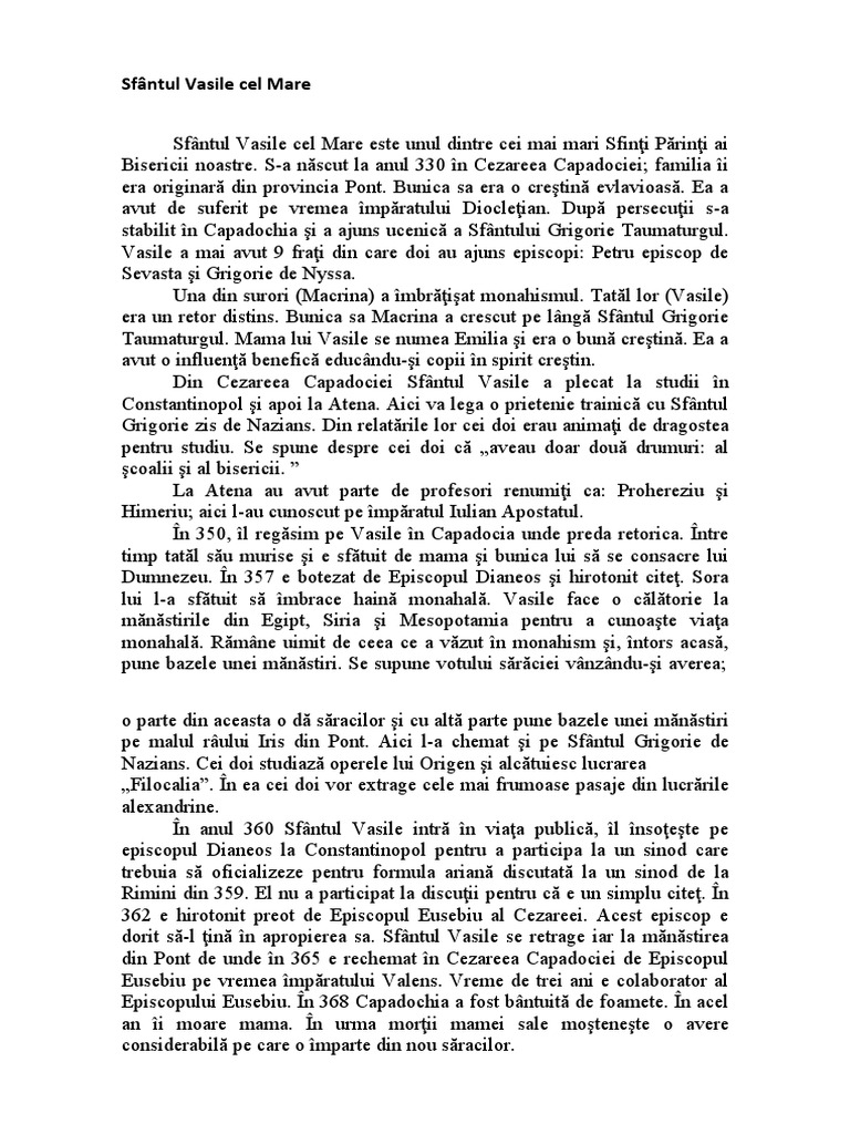 Sfântul Vasile Cel Mare | PDF