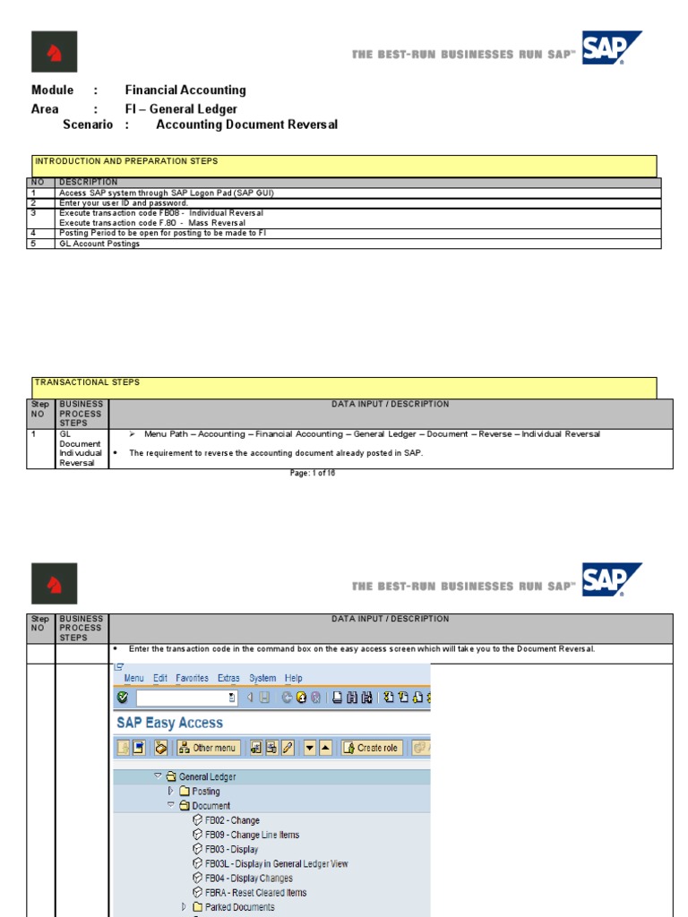 Sap fb08 Amp f80 Tutorial Document Reversal | PDF | Accounting ...