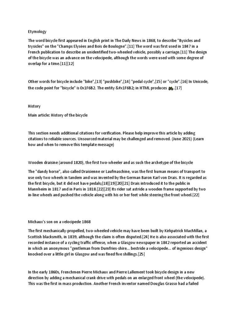 Etymology of Bicycle | PDF | Land Transport | Vehicle Technology