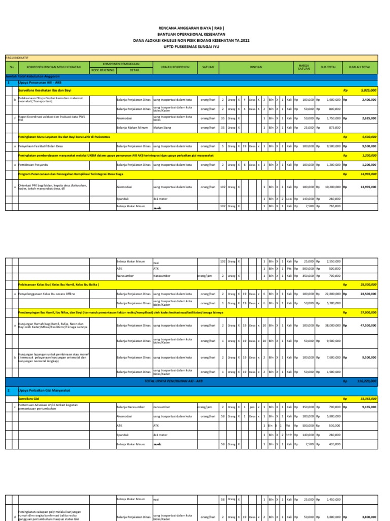 Contoh Format RAB 2022 | PDF