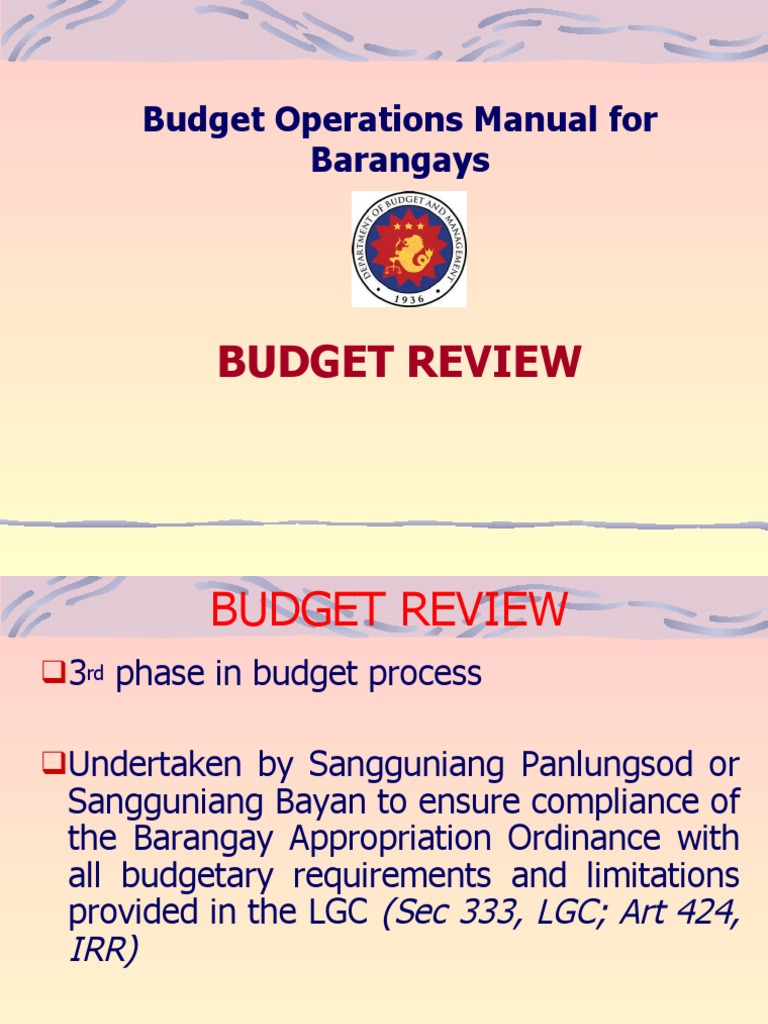 Barangay Budget Review | PDF | Emergency Management | Government