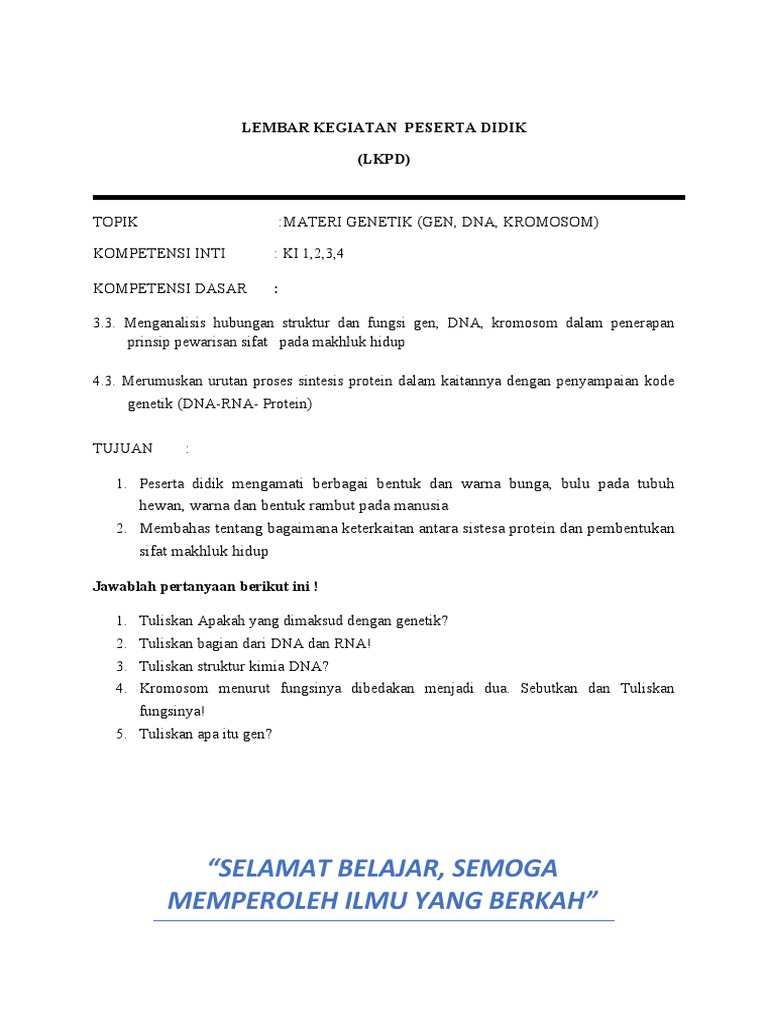 LKPD Materi Genetika | PDF | Komputer