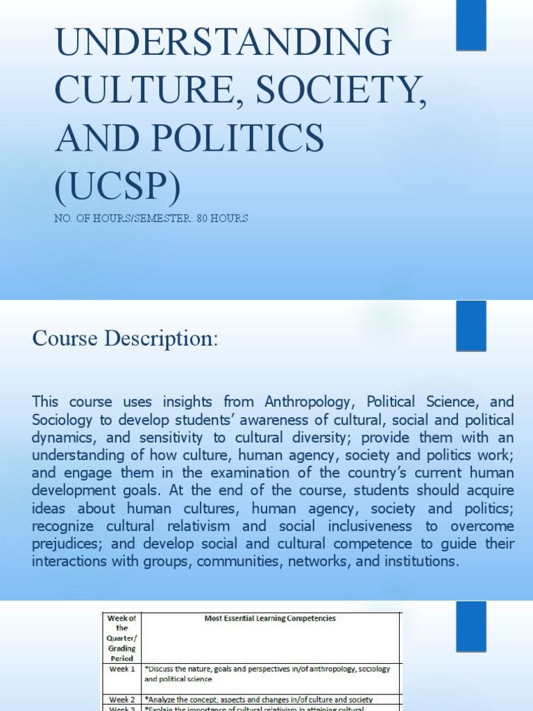 Lesson 1-Essentials in Studying Culture, Society, and Politics NEW ...