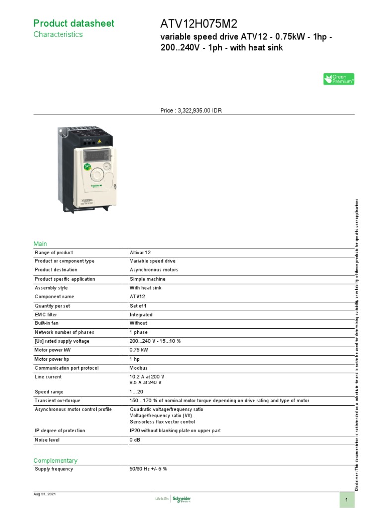 Atv12 Drive Atv12h075m2 | PDF | Electric Motor | Electromagnetic ...