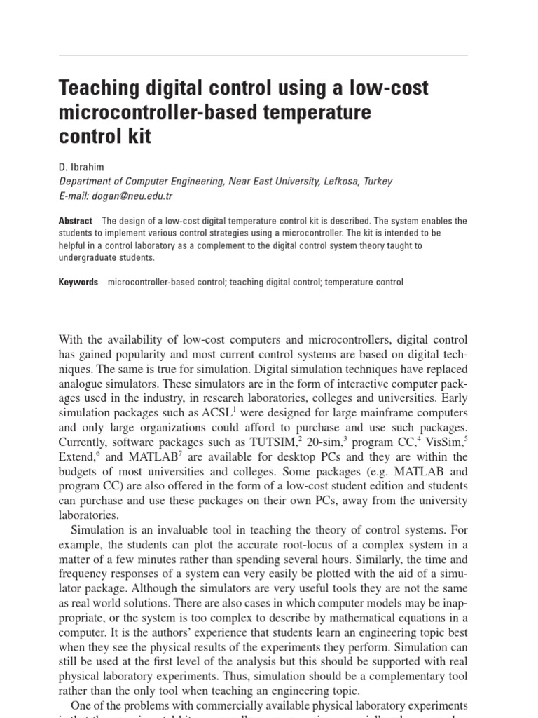 Teaching Digital Control Using A Low-Cost Microcontroller-Based Temperature Control Kit | PDF ...