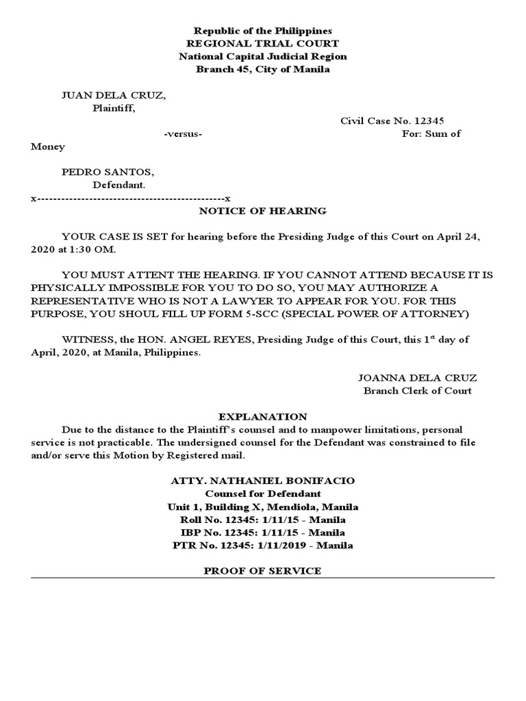 Notice of Hearing | PDF