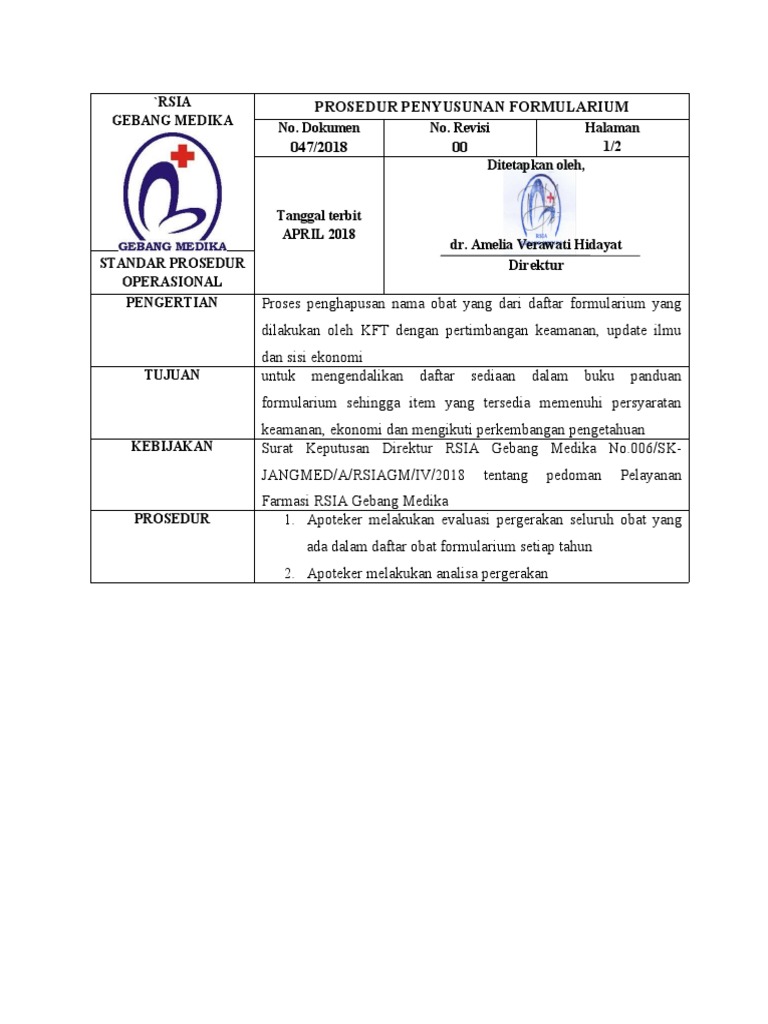 Spo Penghapusan Obat Formularium Pdf Pengembangan Diri