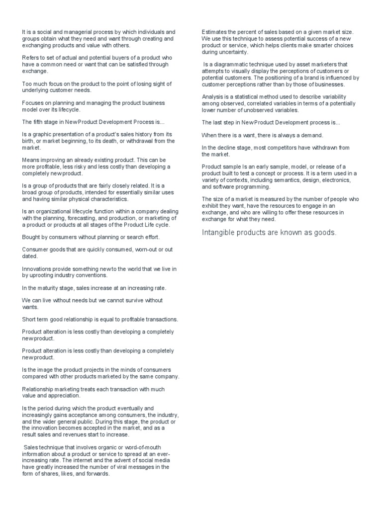 Intangible Products Are Known As Goods | PDF | Marketing | Sales