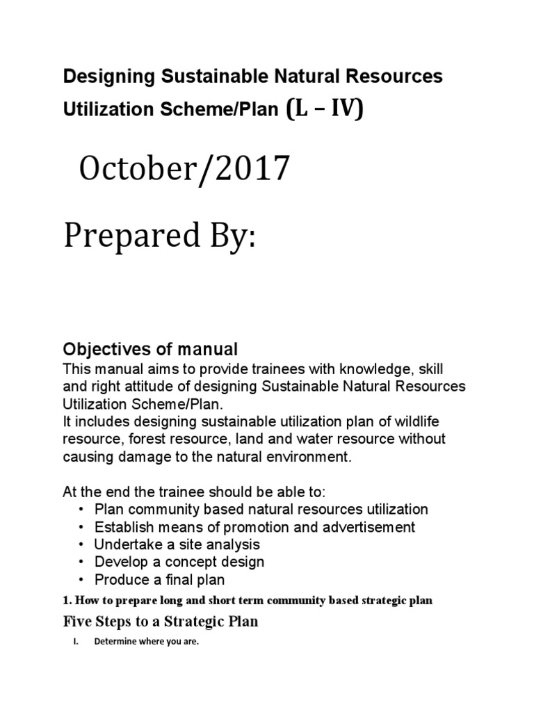 Designing Sustainable Natural Resources Utilization SchemePlan (L - IV ...