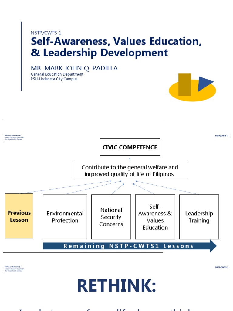 NSTP1 Self-Awarenes Values Leadership | PDF | Leadership | Self Awareness