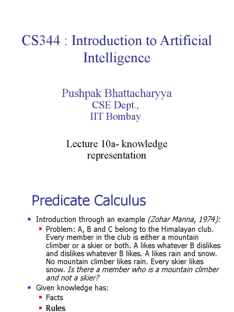 Cs344-Lect10a-Knowledge Representation-30jan08 | PDF | Cognitive Science | Linguistics