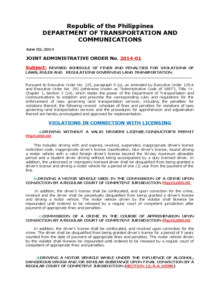 Republic of The Philippines Department of Transportation and ...
