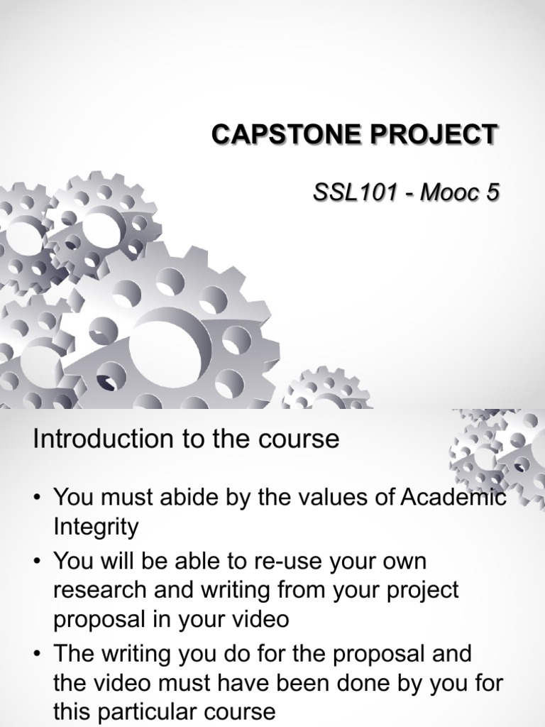 Capstone Project Guidelines for MOOC 005 | PDF | Goal | Teachers