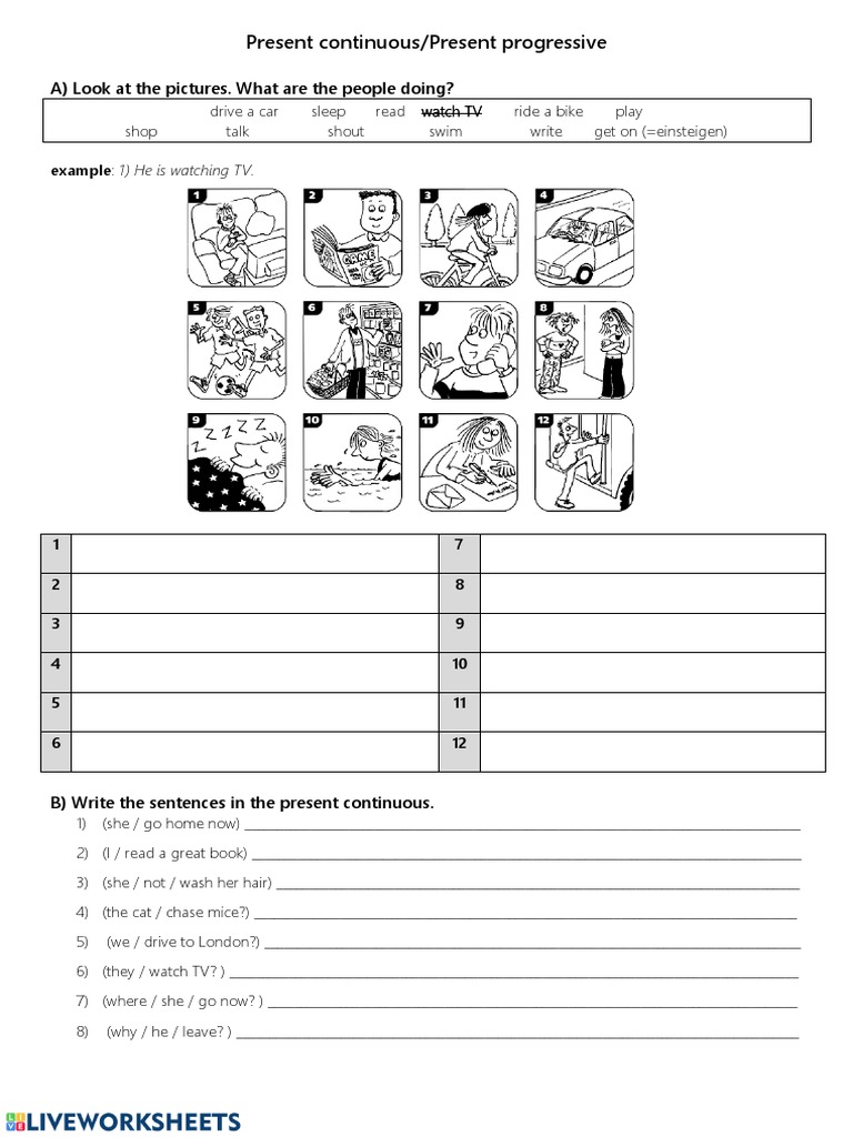Present Continuous Activities and Exercises | PDF