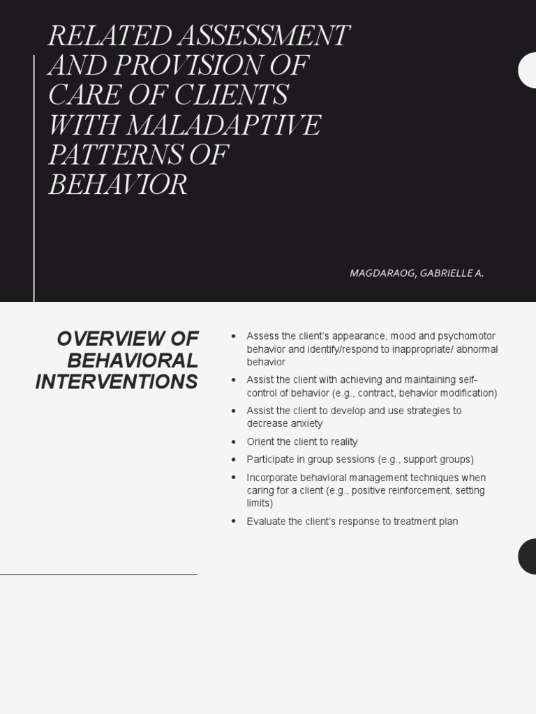 Related Assessment and Provision of Care of Clients With Maladaptive Patterns of Behavior | PDF ...