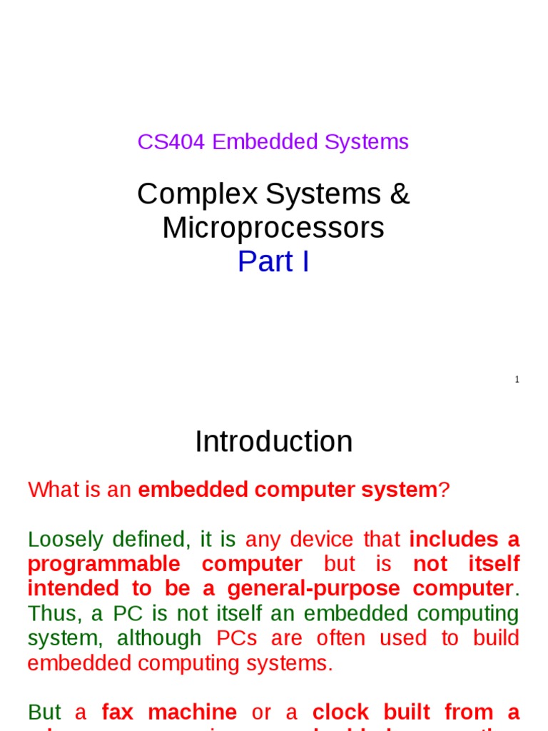 2 Complex Systems & Microprocessors Part I 2020 | PDF | Embedded System | Personal Computers