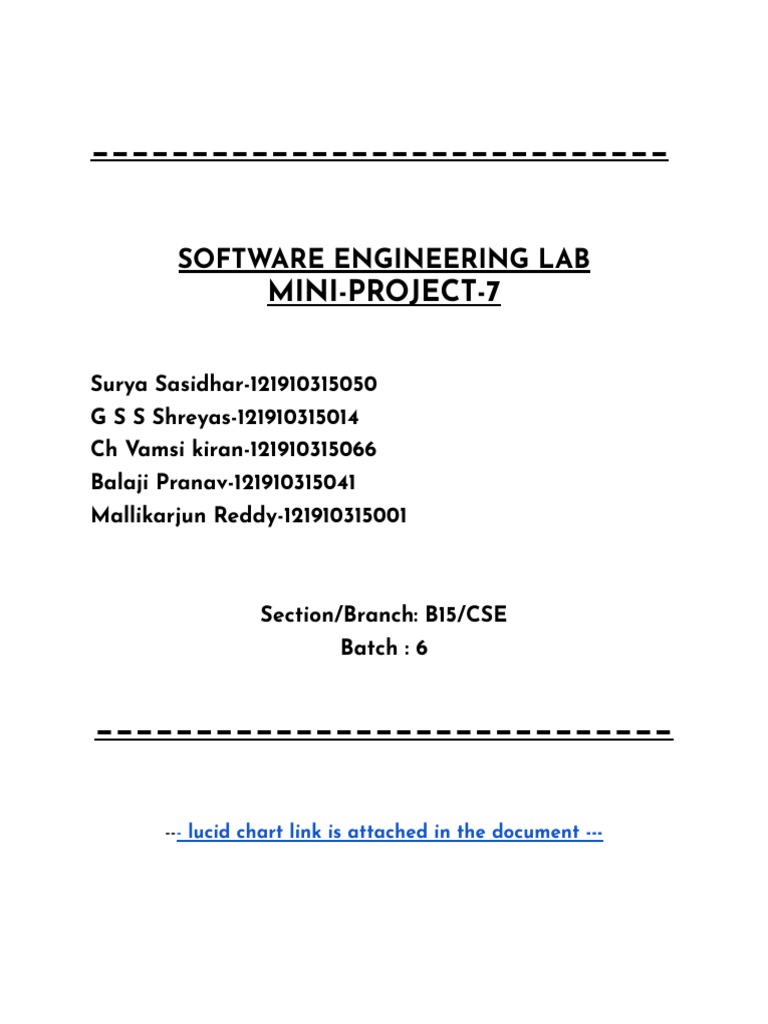 Mini-Project-7: Software Engineering Lab | PDF