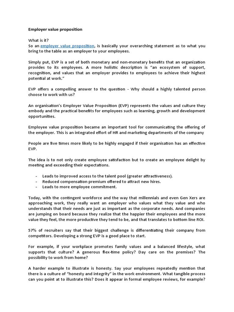 Understanding Employer Value Proposition | PDF | Employee Retention ...