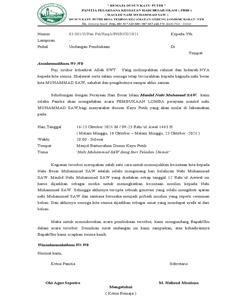 Undangan PHBI | PDF