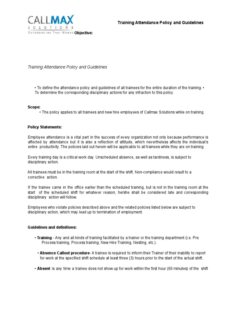 A Comprehensive Guide to Training Attendance Policies and Disciplinary ...