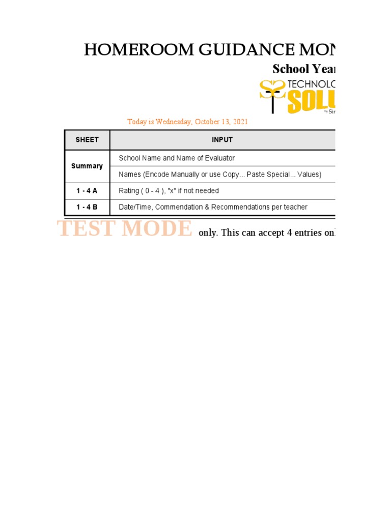 Homeroom Guidance Monitoring Tool School Level | PDF | Learning ...