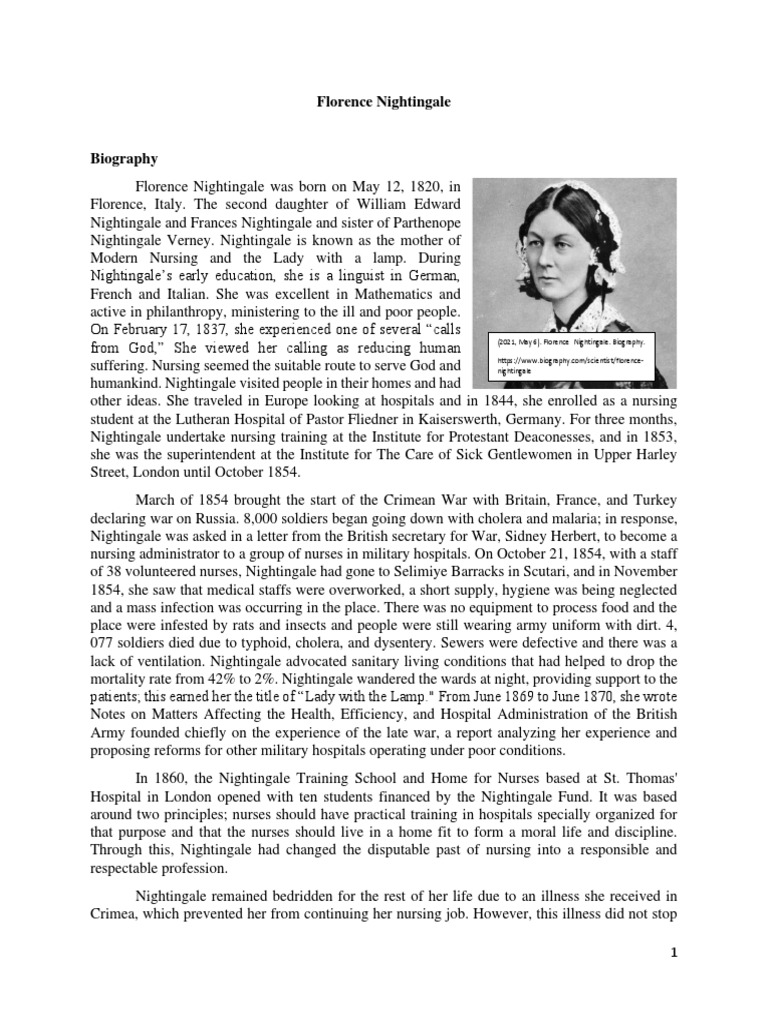 Florence Nightingale: Nursing Pioneer Biography | PDF | Florence ...