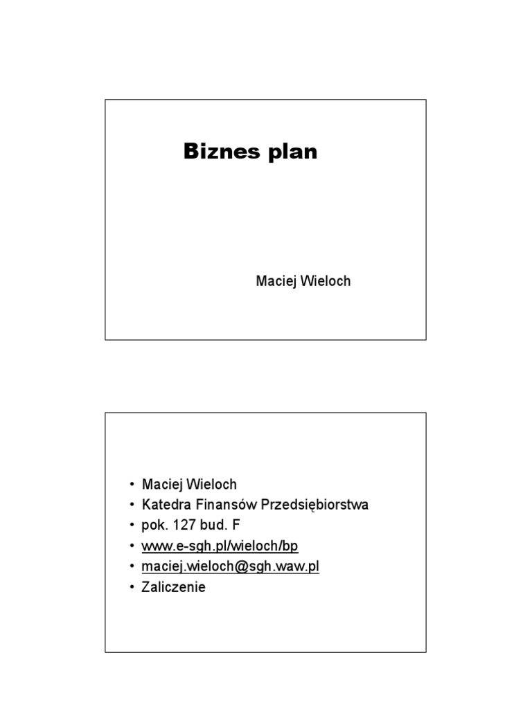 Biznesplan, Wszystkie Slajdy | PDF