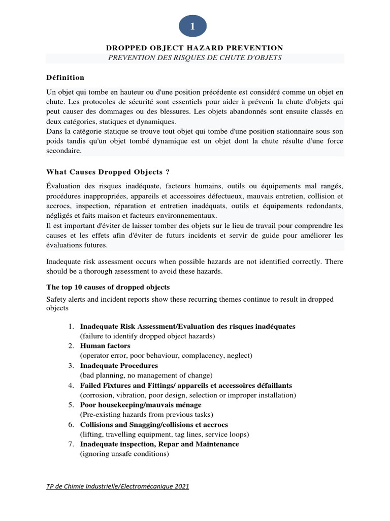 Dropped Object Diagram Justin | PDF | Sécurité | Équipement de sport