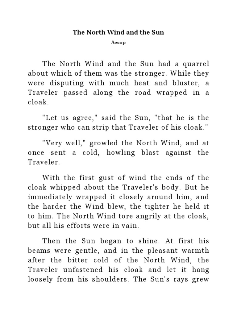 The North Wind and The Sun: Aesop | PDF