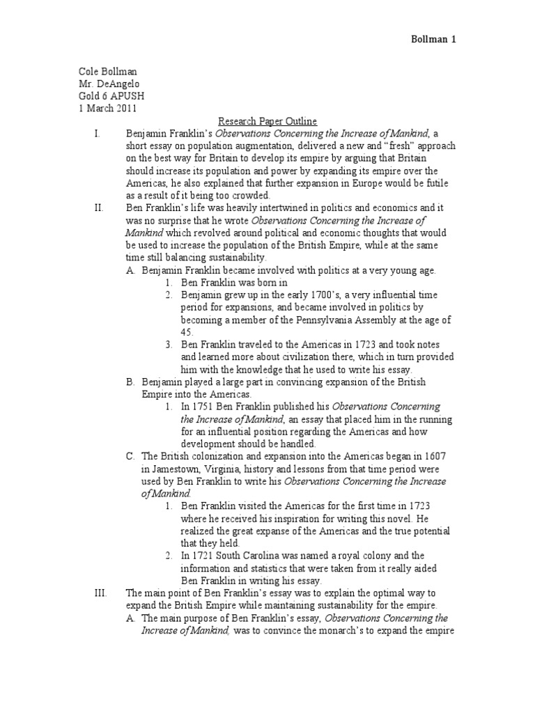 US Outline | PDF | Benjamin Franklin | The United States