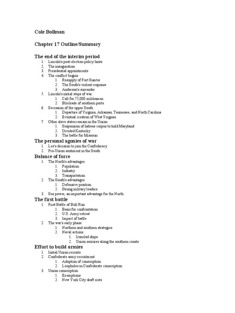 AP US Chapter 17 Outline | PDF | Confederate States Of America ...