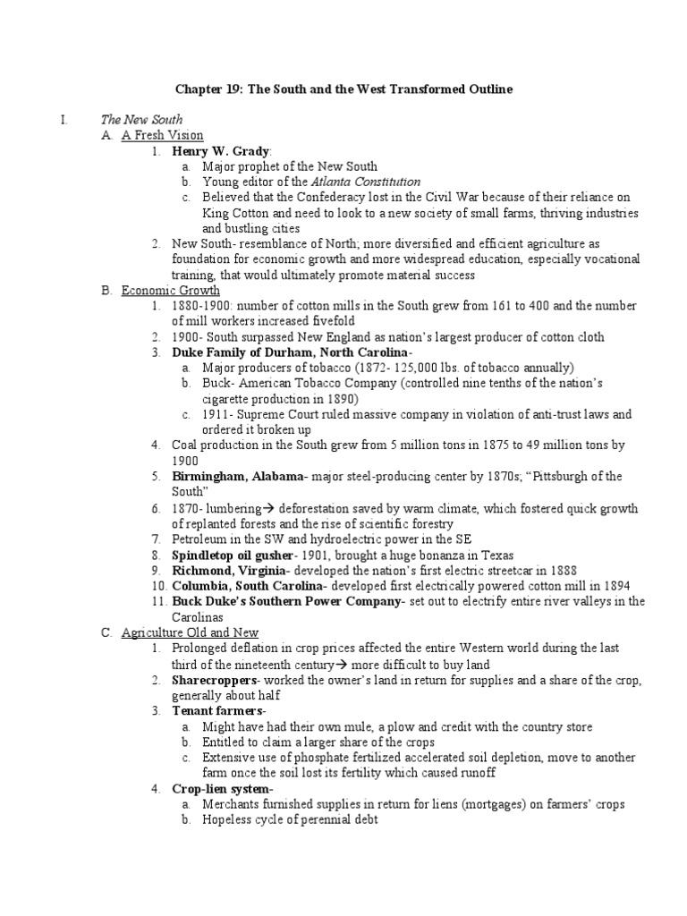 AP US Chapter 19 Outline | PDF | Jim Crow Laws | Cheyenne