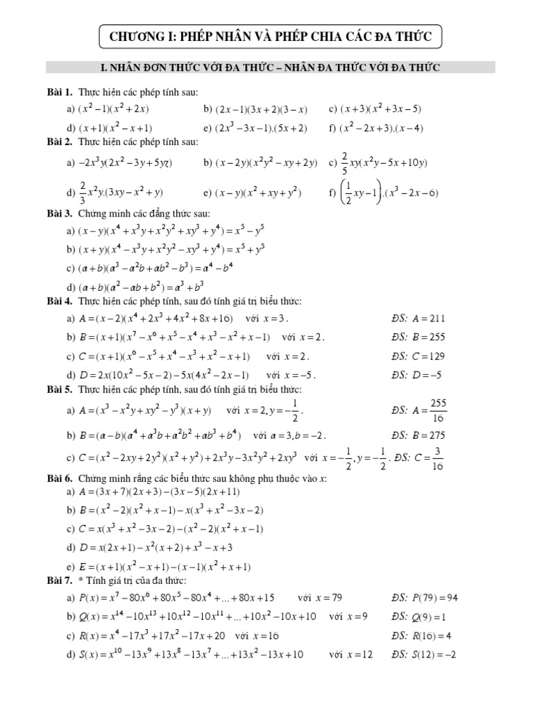 Bai Tap Tong Hop On Tap Chuong 1 Dai So 8 FULL | PDF