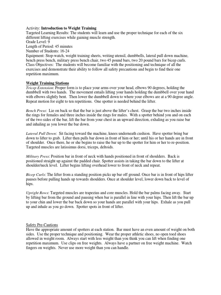 Intro To Weight Training2 | PDF