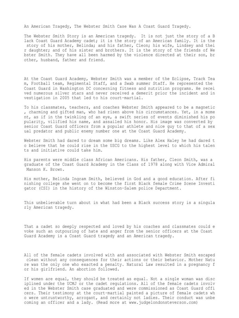 An American Tragedy, The Webster Smith Case Was A Coast Guard Tragedy ...