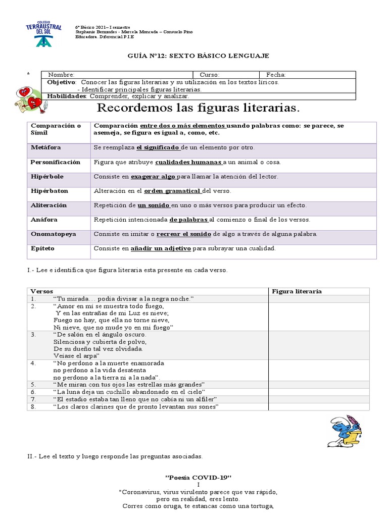 Guía de Figuras Literarias 6º Básico | PDF