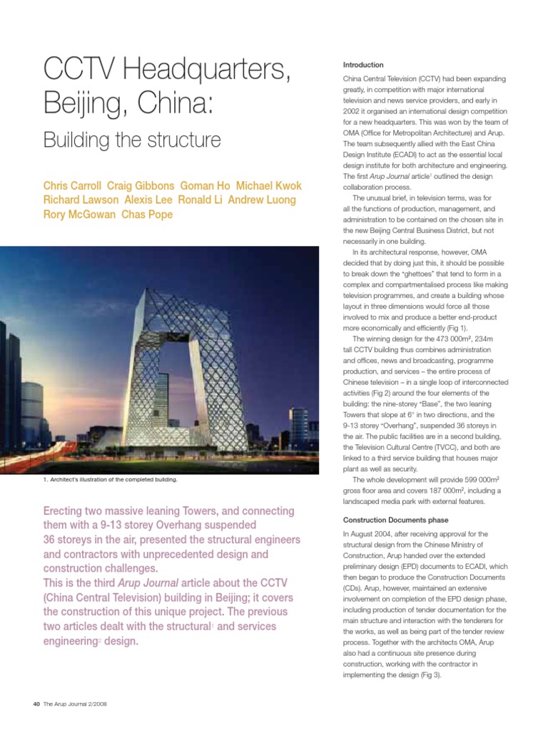 CCTV Headquarters, Beijing, China:: Building The Structure | PDF