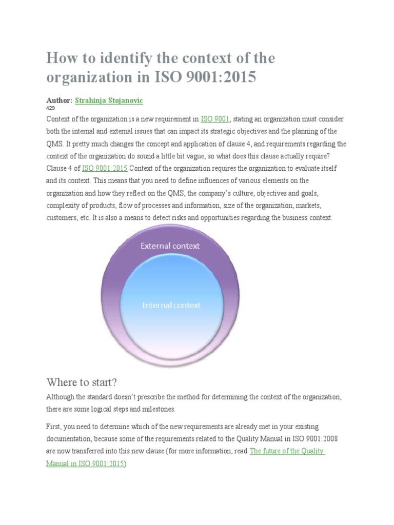 How To Identify The Context of The Organization in ISO 9001-2015 | PDF ...