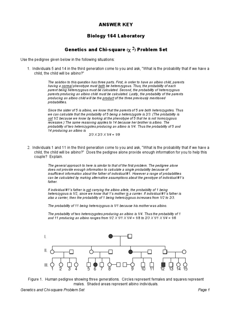 Answer Key Biology 164 Laboratory Genetics and Chi-square (χ 2) Problem ...