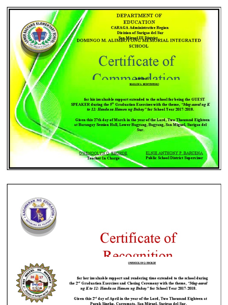 Certificate of Commendation | PDF