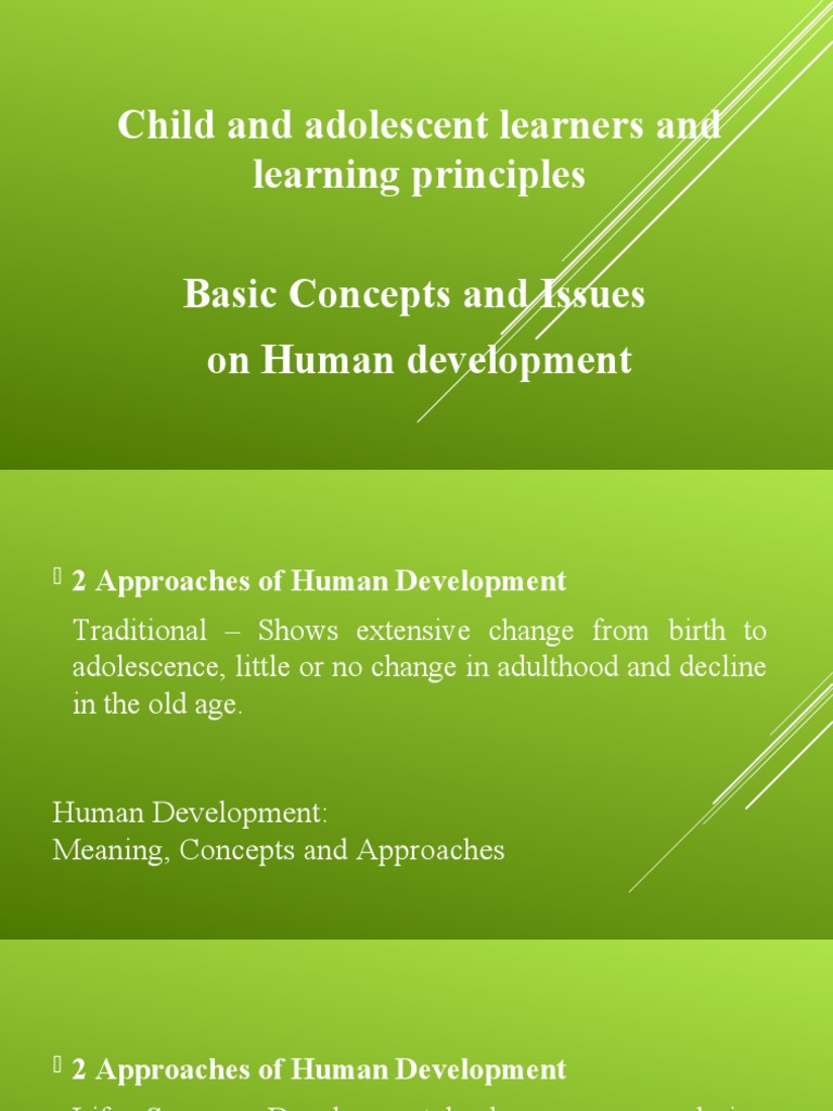 Child and Adolescent Learners and Learning Principles Basic Concepts and Issues On Human ...