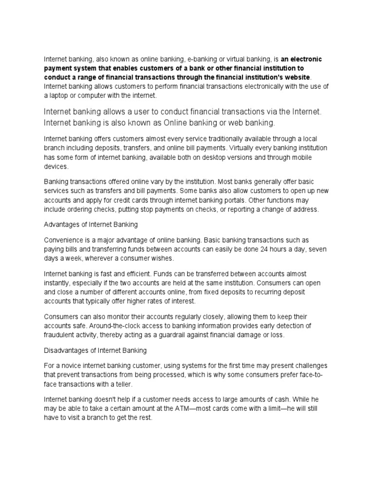 Internet Banking Lecture Note | PDF | Banks & Banking | Online Banking