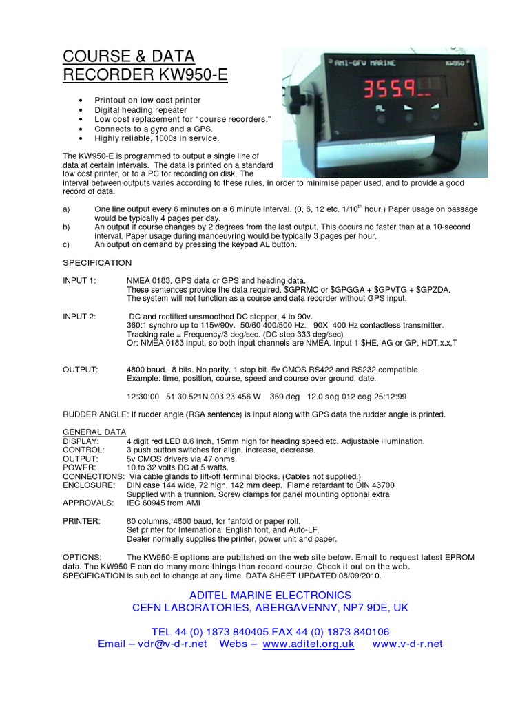KW950E Course Recorder | Download Free PDF | Printer (Computing ...