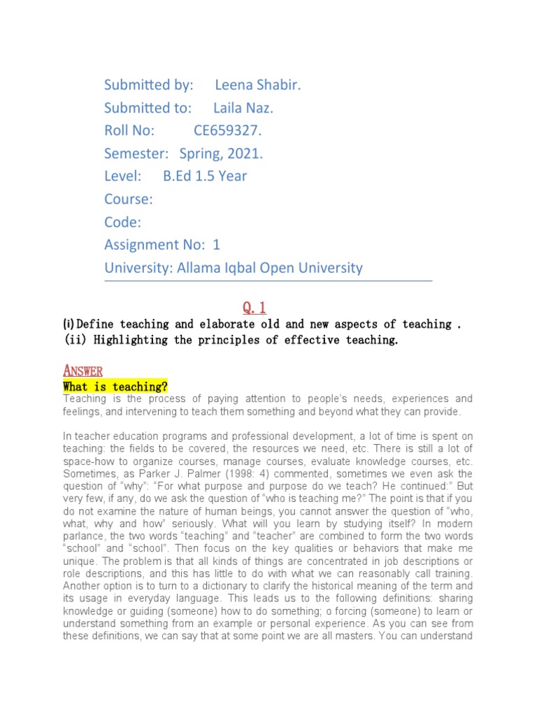 Assignment No 3 B.ed | PDF | Teaching Method | Teachers