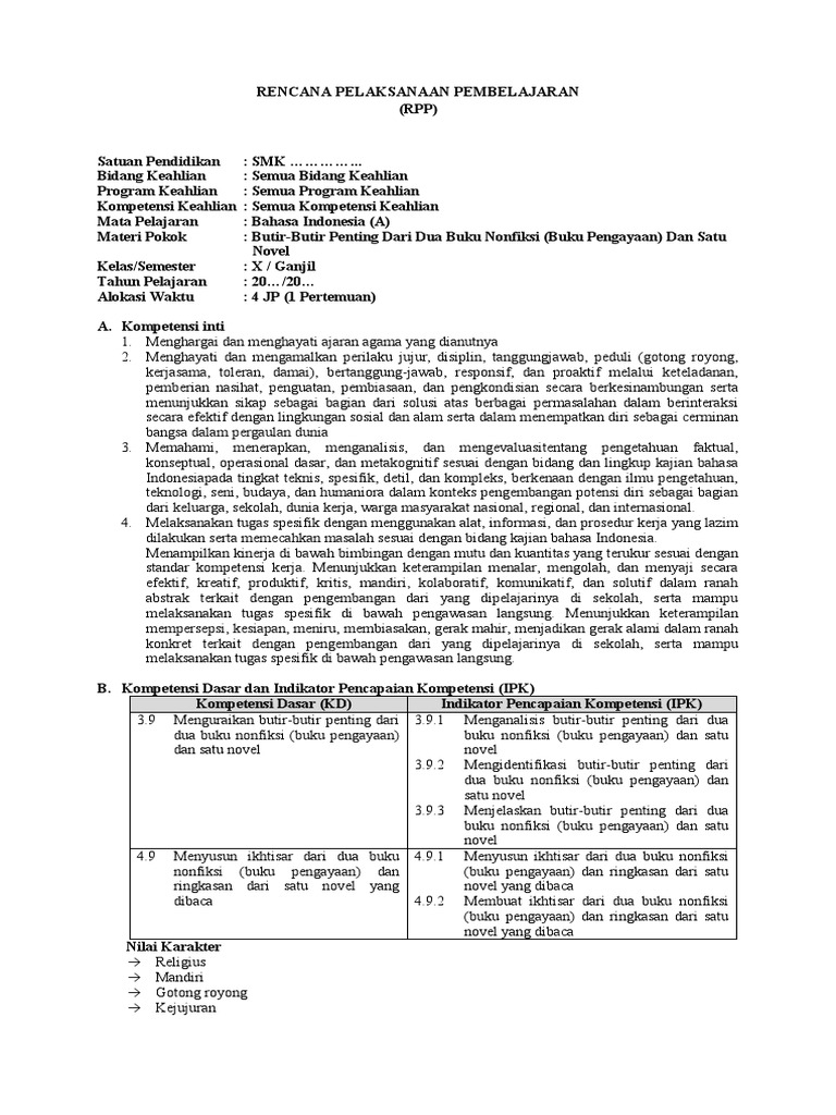 RPP 5. Butir-Butir Penting Dari Dua BK | PDF