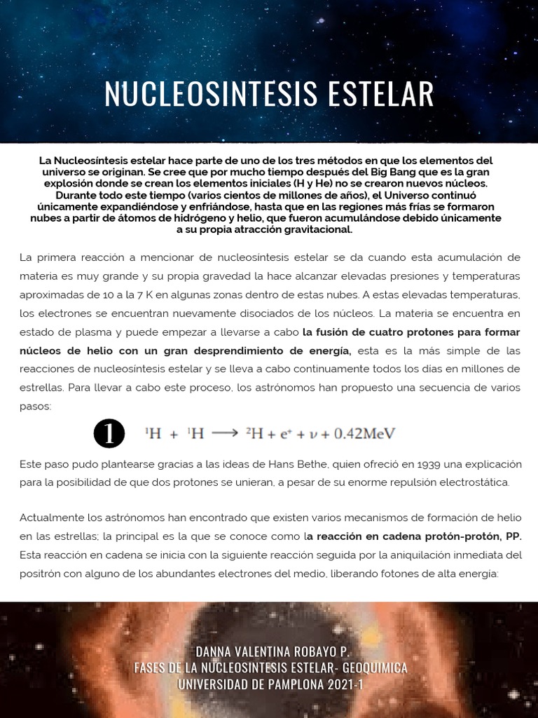 Fases de La Nucleosíntesis Estelar. Danna Robayo P. | PDF | Estrellas ...
