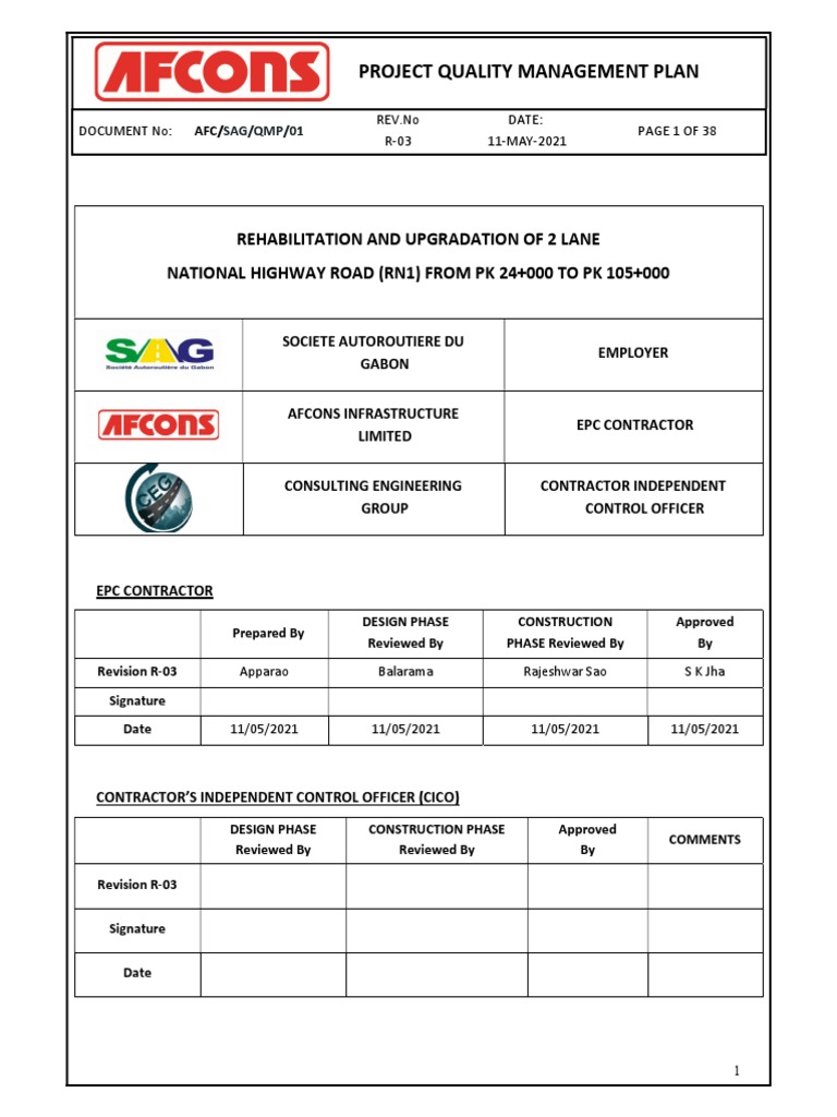 Afcons QMP 03062021 | PDF | Quality Assurance | Quality Management System