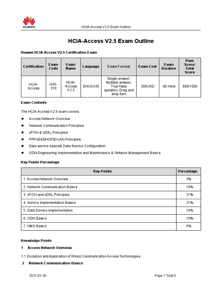 HCIA-Access V2.5 Exam Outline | PDF | Digital Subscriber Line | Information Age